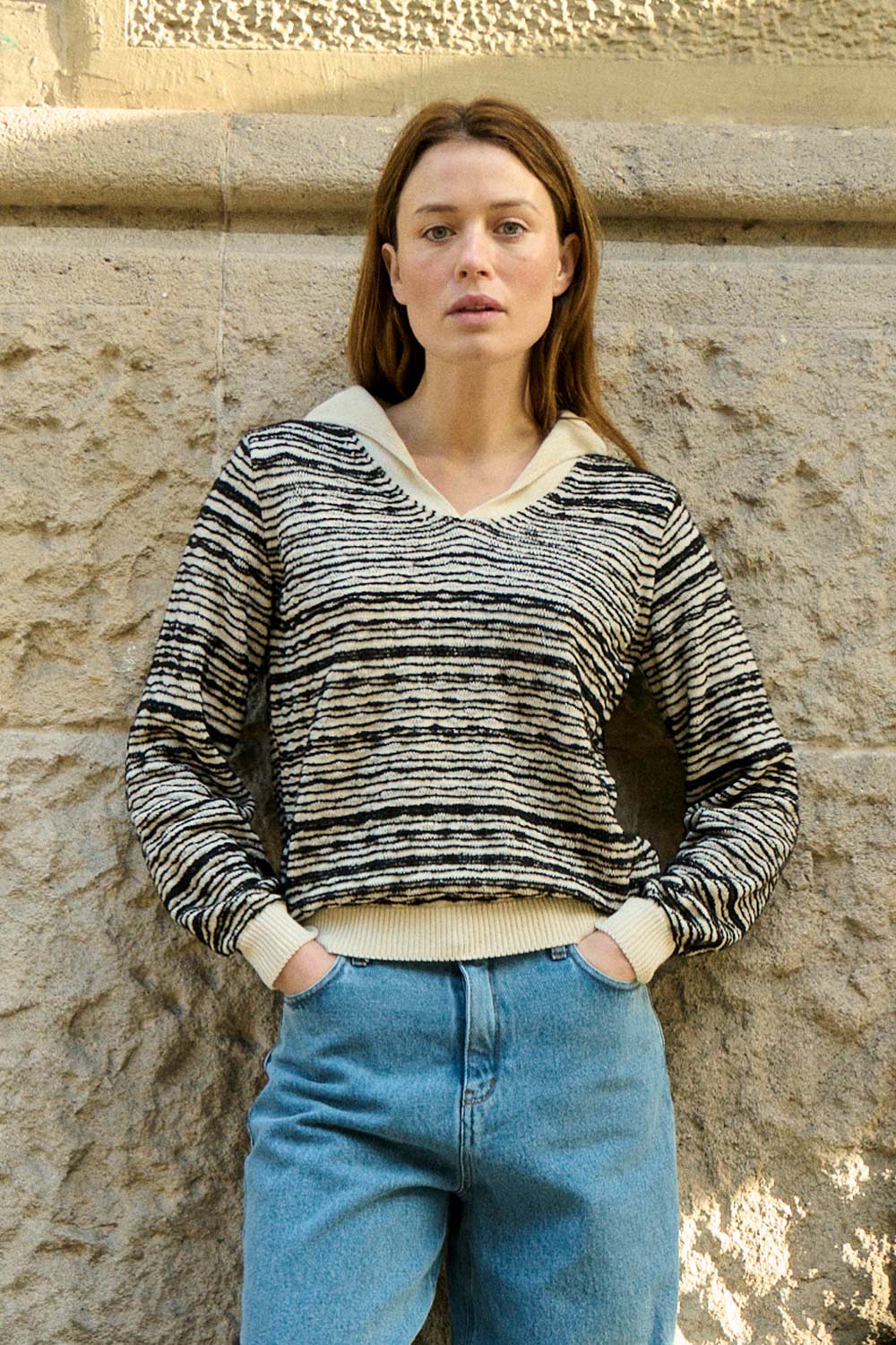 Structure V-neck sweater